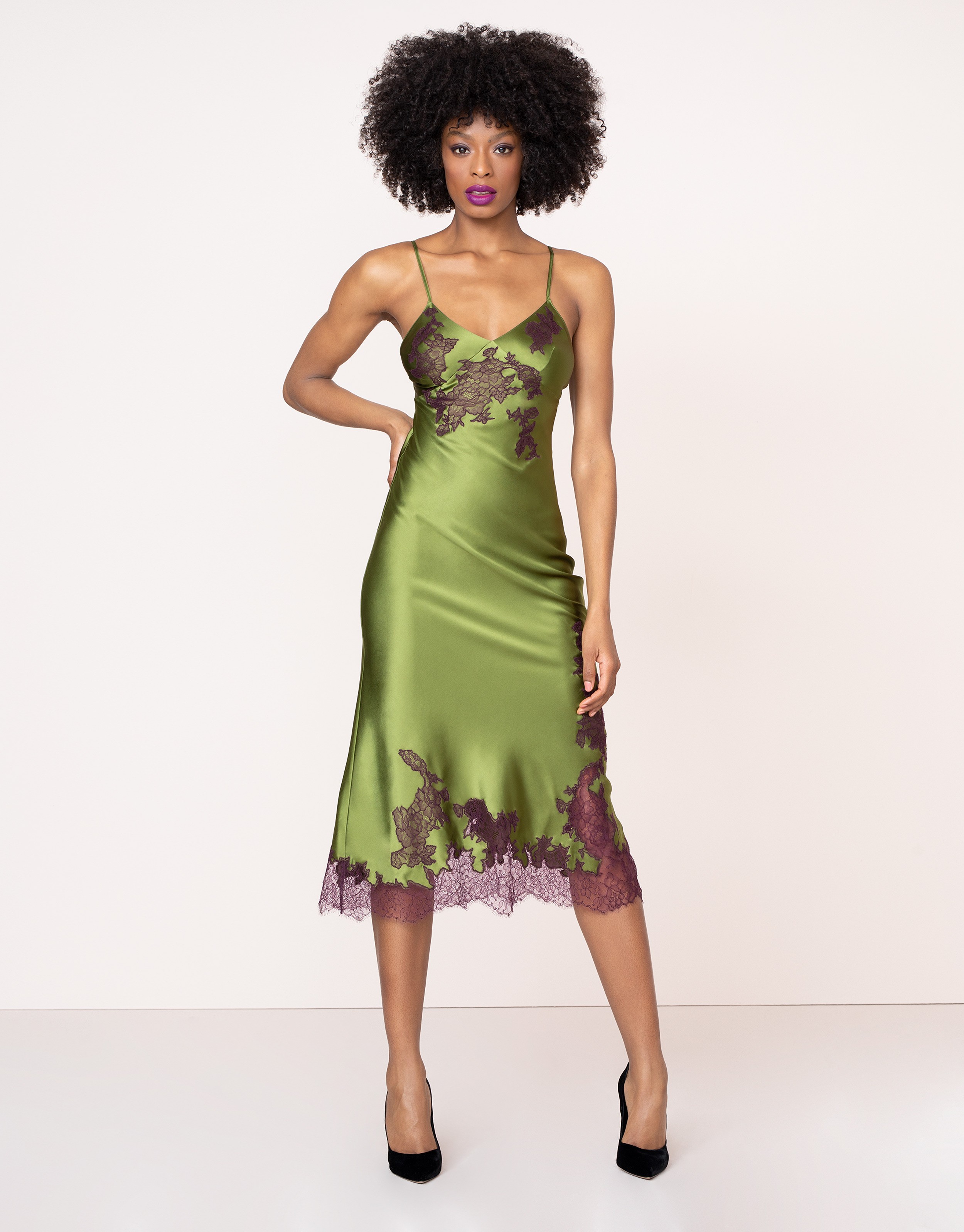 Christi Long Slip in Olive | Agent Provocateur Outlet