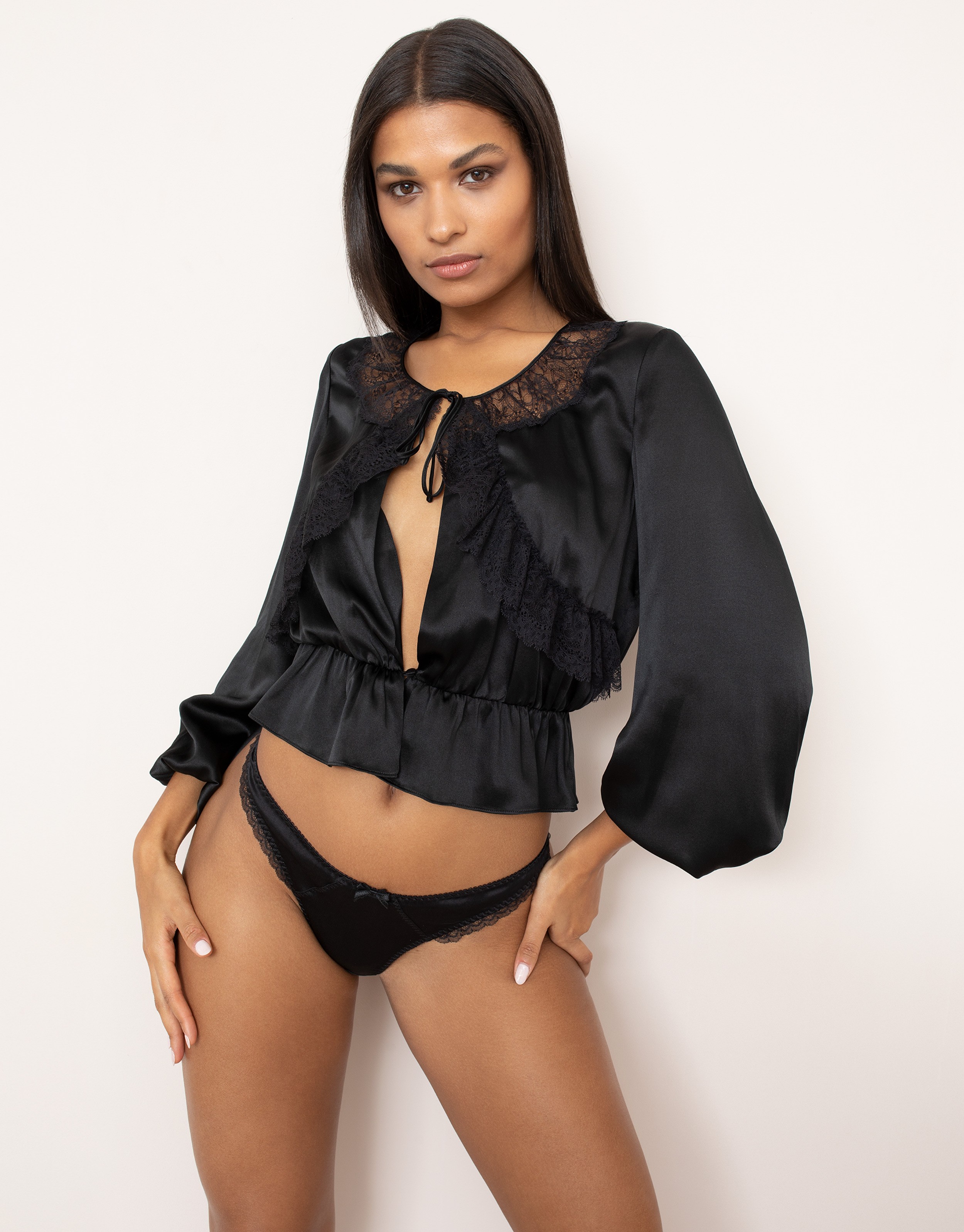 Annamae Pyjama Jacket in Black | Agent Provocateur Outlet