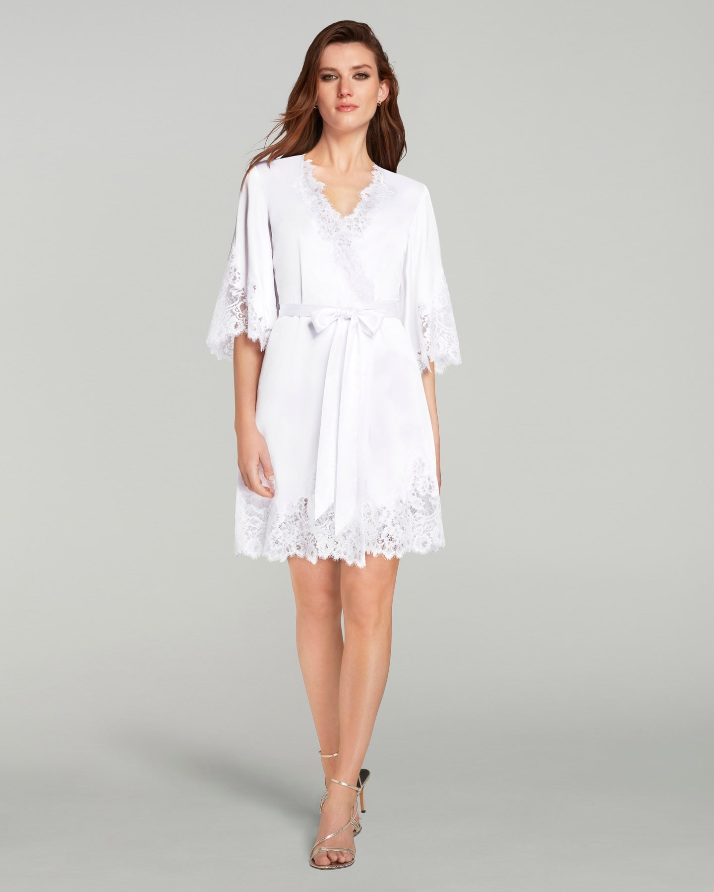 Emmaline Short Dressing Gown in White | By Agent Provocateur All Lounge ...