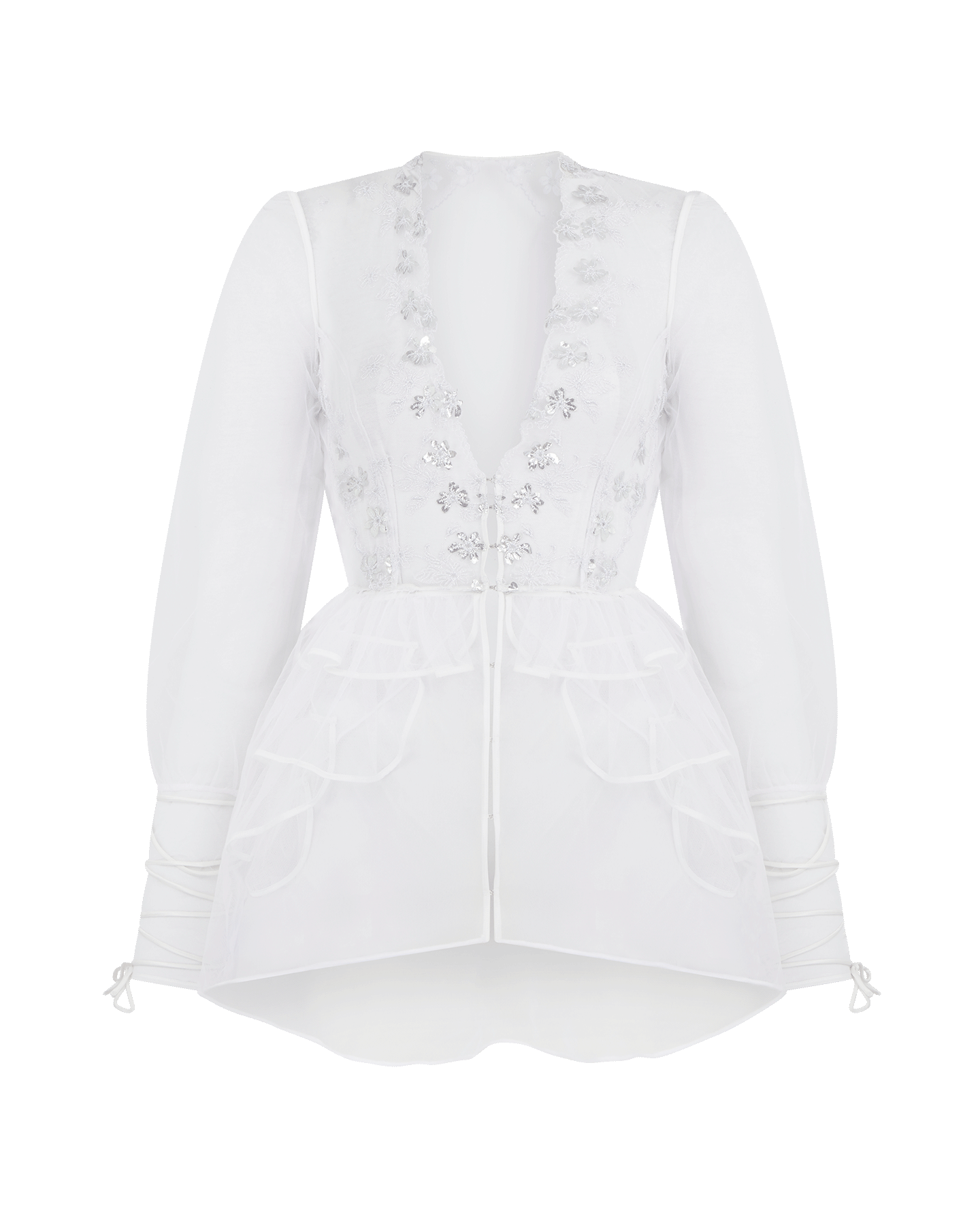 Skylee Short Dressing Gown in White/Silver | By Agent Provocateur