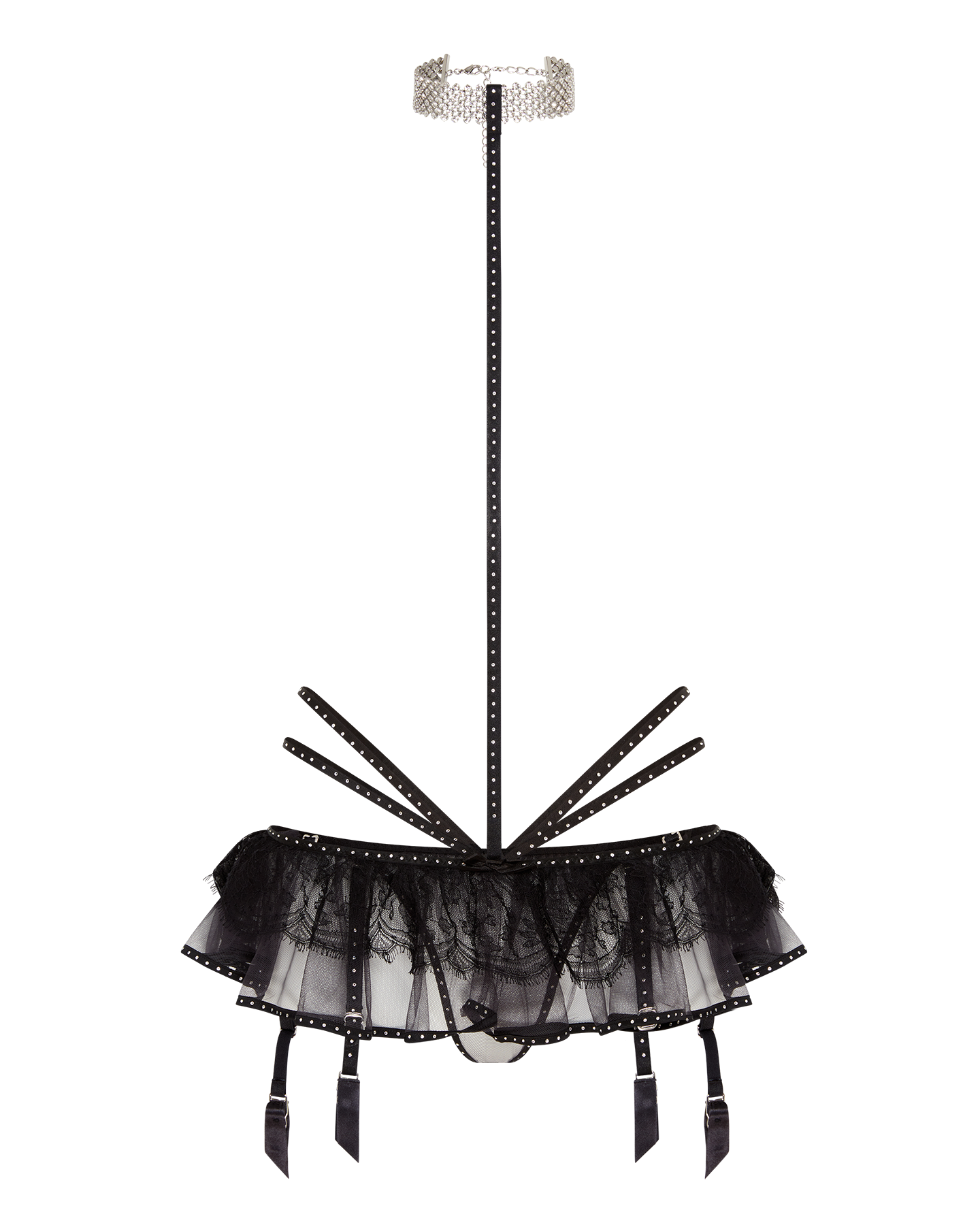 Anora Playsuit in Black/Crystal | By Agent Provocateur
