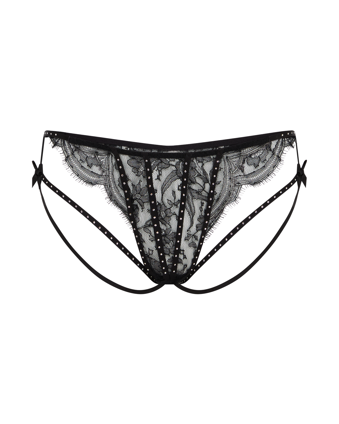 Anora Thong Garter in Black/Crystal | By Agent Provocateur