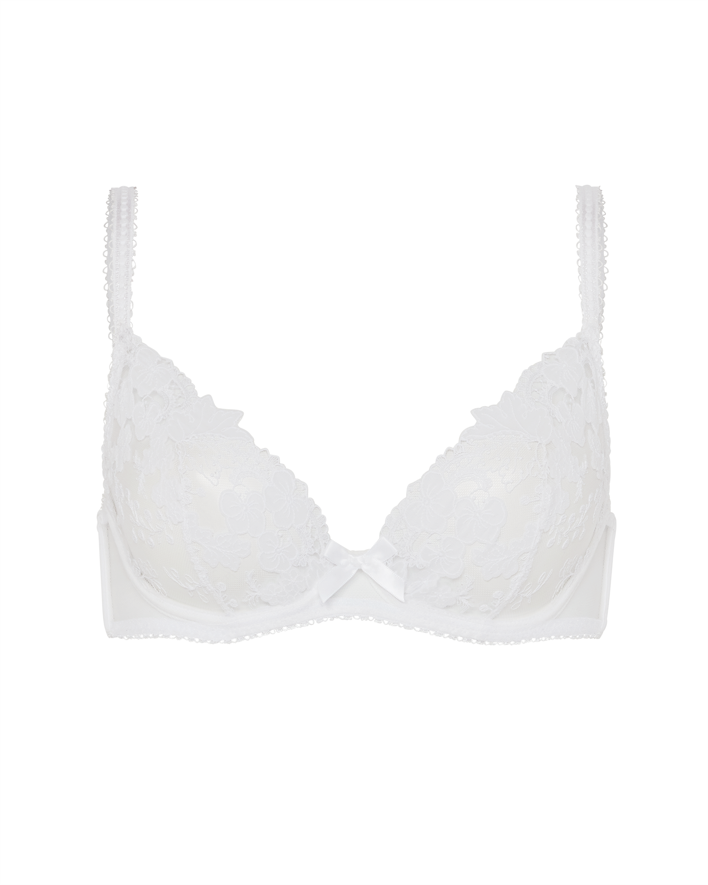 Posy Plunge Underwired Bra in White | By Agent Provocateur patest