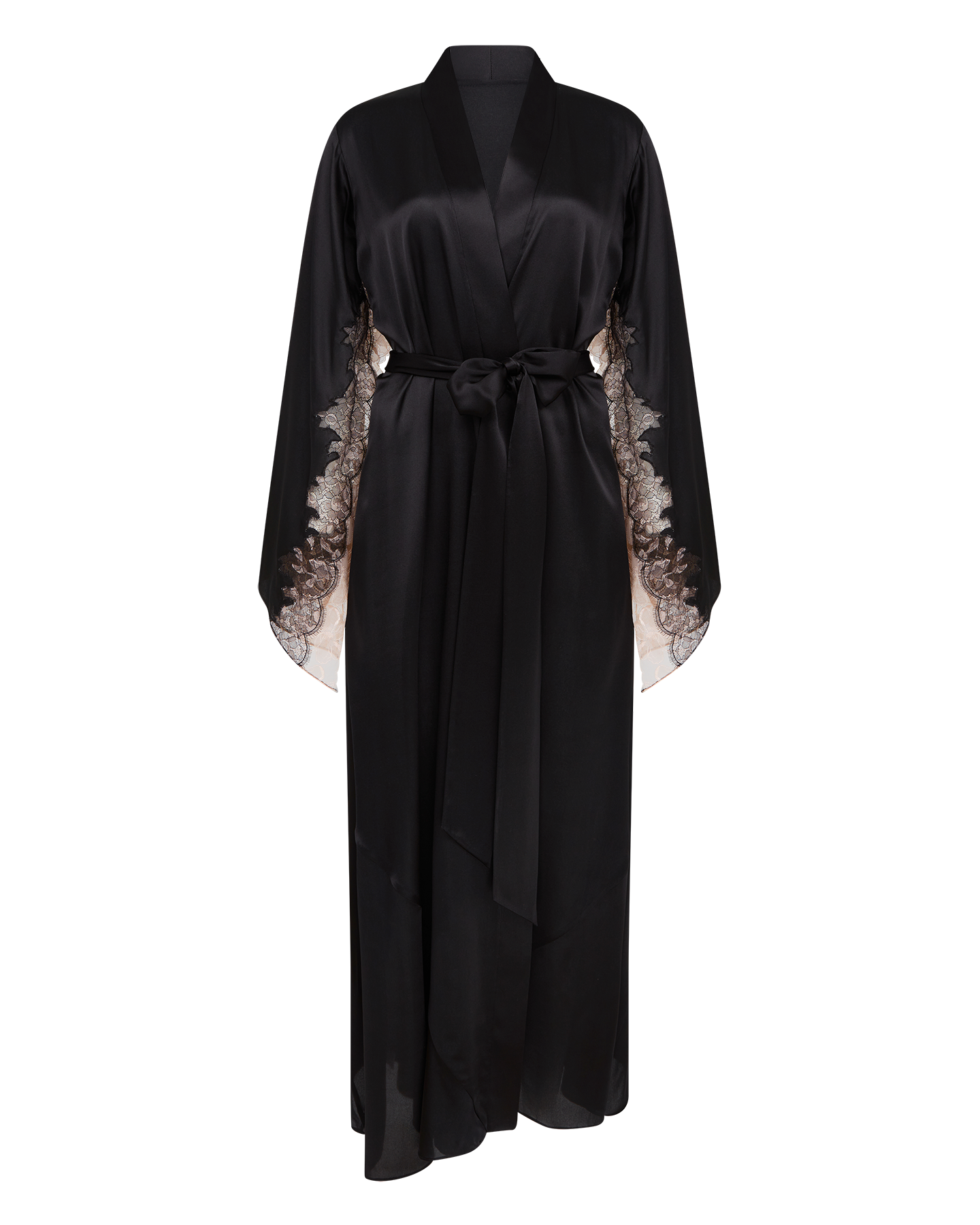 Vitoria Long Dressing Gown in Black/Blush | By Agent Provocateur